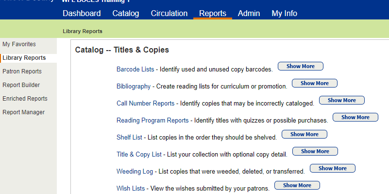 Unused Barcodes Report – W-FL BOCES School Library System