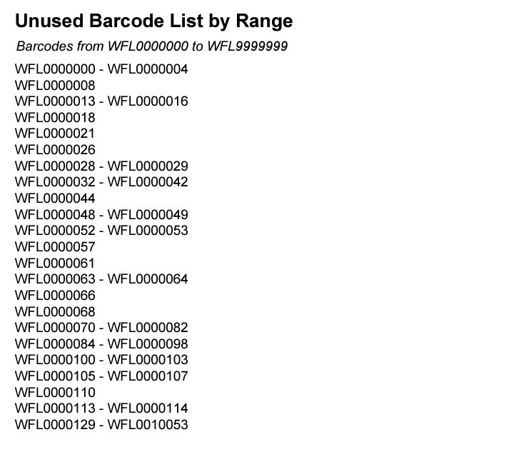 Unused Barcodes Report – W-FL BOCES School Library System