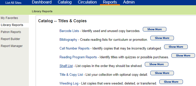 Shelf List with Circulation Count Report – W-FL BOCES School Library System